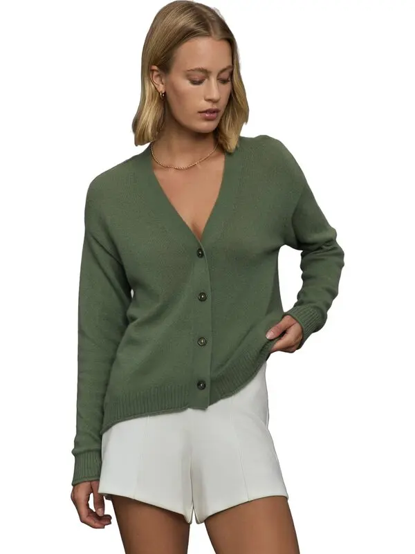 KERRI ROSENTHAL Whisper Featherweight Cardigan - Army Green