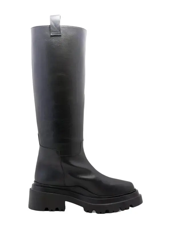 Plan C Zip-detail Platform Boots - Black
