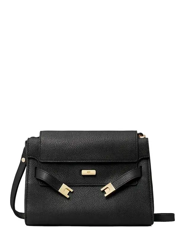 Tory Burch Lee Radziwill Pebble-leather Flap Shoulder Bag - Black