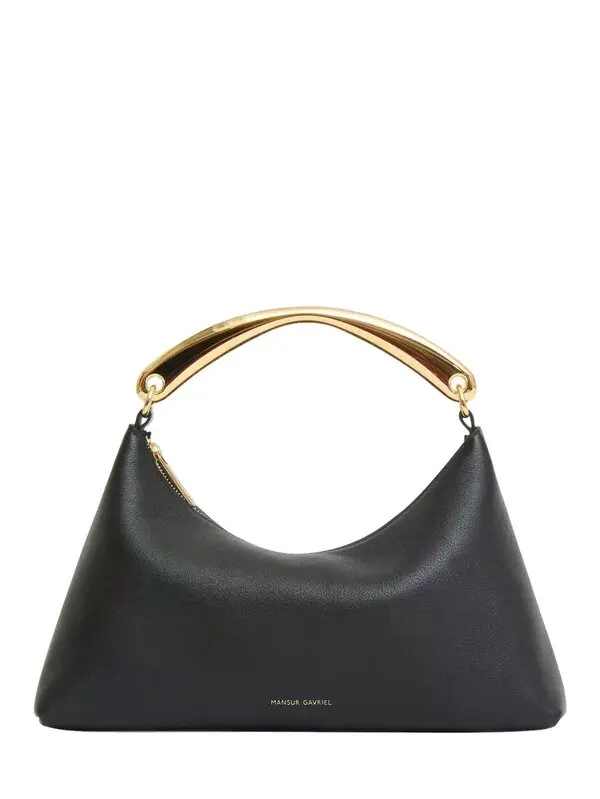 MANSUR GAVRIEL Leather Shoulder Bag With Metal Handle - Black