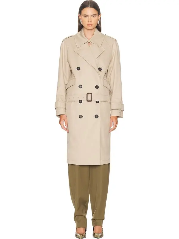 Attico Double-breasted Trench Coat - Beige