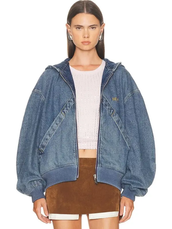 Attico Denim Bomber Jacket - Sky Blue