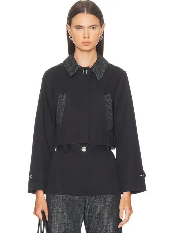 Matthew Bruch Cropped Barn Jacket - Black Cotton Twill