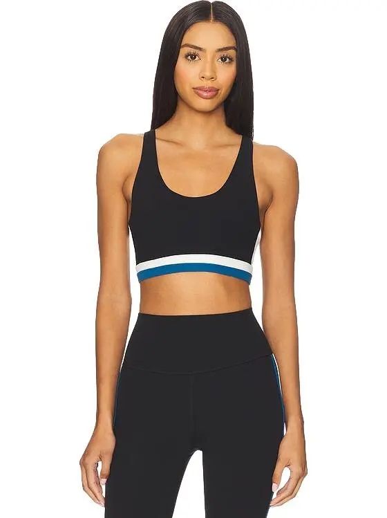Splits59 Maci Air Weight Sports Bra In Black - Black & Stone Blue
