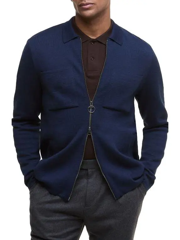 Barbour Croscombe Cotton & Merino Wool Blend Zip Cardigan - Navy Marl
