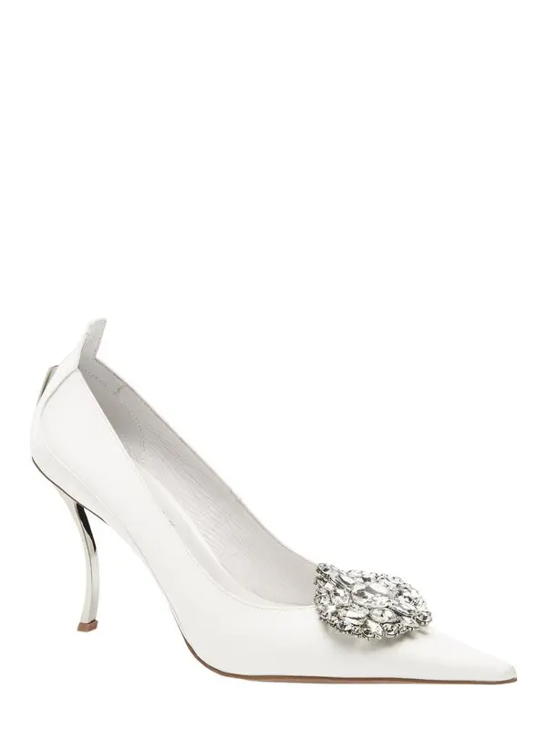 Jeffrey Campbell Parliament Pointed Toe Pump - White Satin
