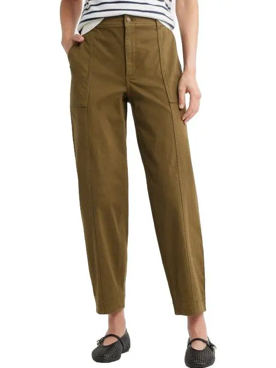 Caslon Cotton Twill Utility Trousers - Olive Dark