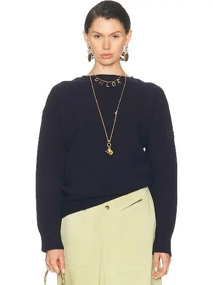 Chloé Wool Cashmere Pullover Sweater - Navy