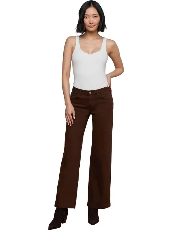 L'Agence Joanne Low-rise Wide-leg Jean - Brown