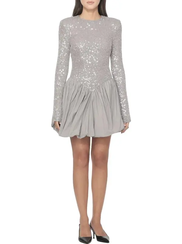 ROTATE BY BIRGER CHRISTENSEN Sequin-embellished Mini Dress - Grey