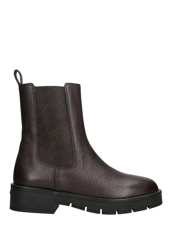 FERRAGAMO Leather Chelsea Boots - Brown