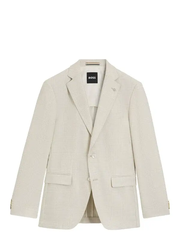 BOSS Wool-silk-linen Check Blazer - White