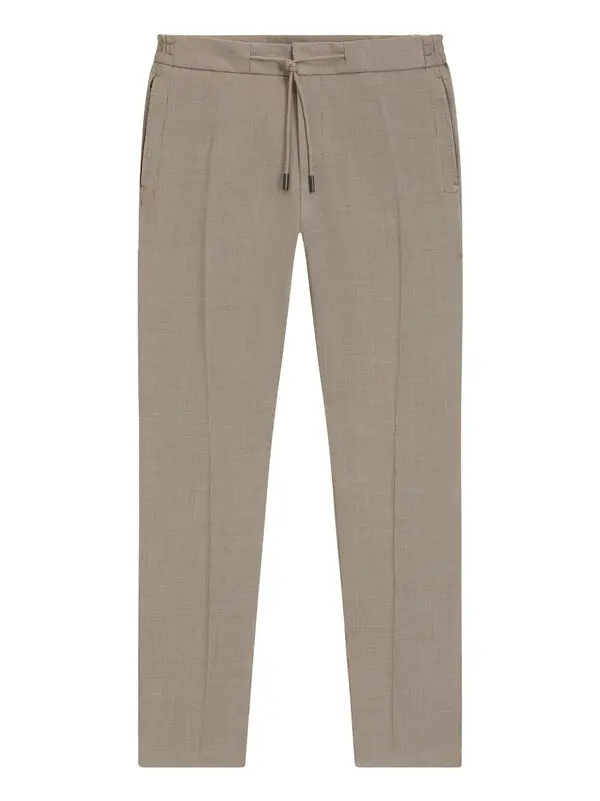 Hugo Boss Virgin Wool-silk Drawstring Trousers - Beige