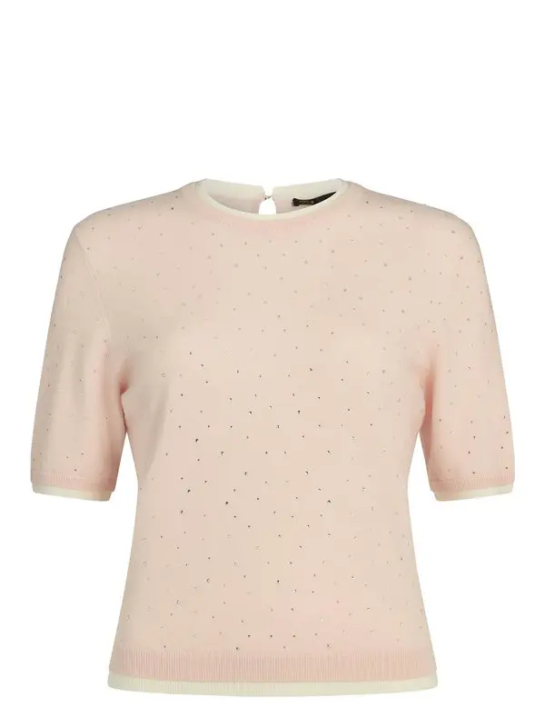 Maje Embellished Wool Short-sleeve Sweater - Pink