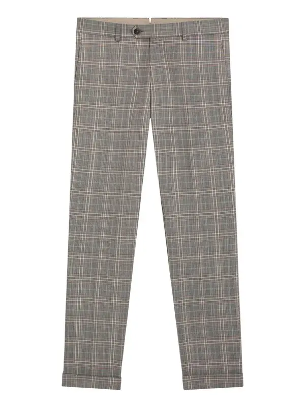Hugo Boss Virgin Wool-silk Tapered Trousers - Brown