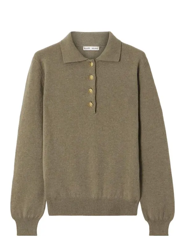 BLAZÉ MILANO Highland Wool And Cashmere-blend Polo Sweater - Neutrals
