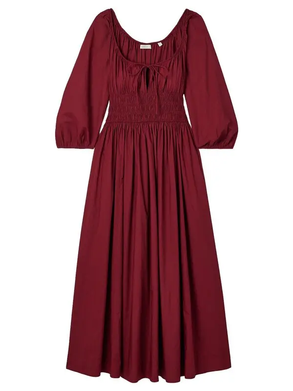 DÔEN Quintessa Organic Cotton-poplin Midi Dress - Burgundy