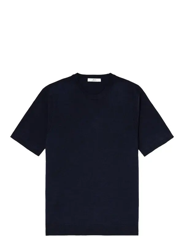 Mr P. Ribbed Merino Wool T-shirt - Blue