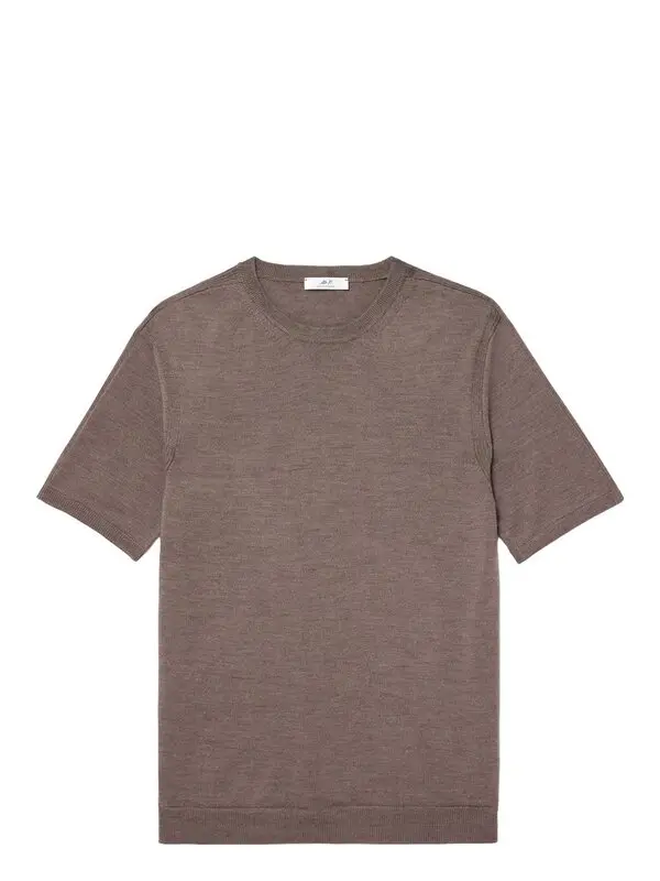 Mr P. Ribbed Merino Wool T-shirt - Brown