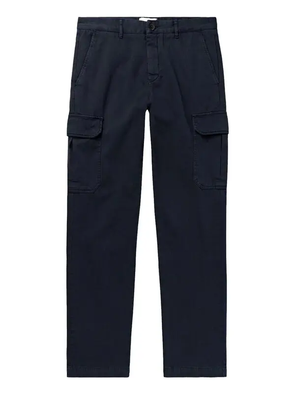 Mr P. Samuel Slim-fit Straight-leg Organic Cotton-twill Cargo Trousers - Blue