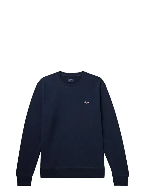 NOAH Embroidered Logo Cotton-jersey Sweatshirt - Blue