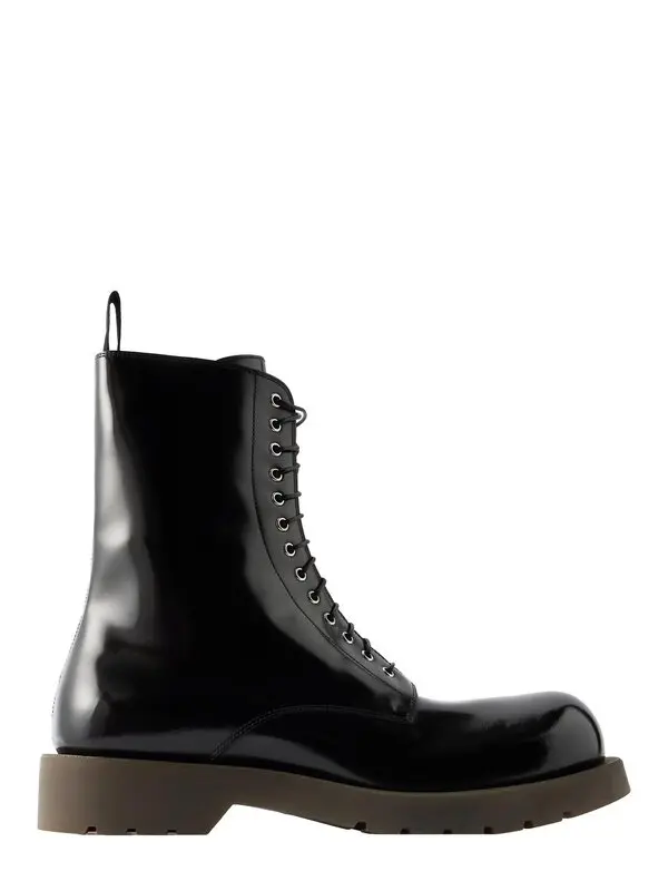 JIL SANDER Leather Combat Boots - Black