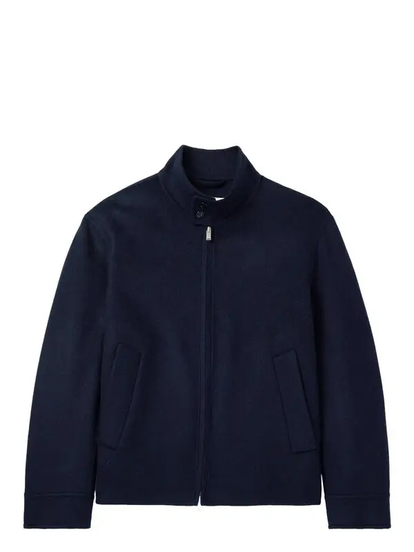 LARDINI Brushed Wool And Cashmere-blend Bomber Jacket - Blue