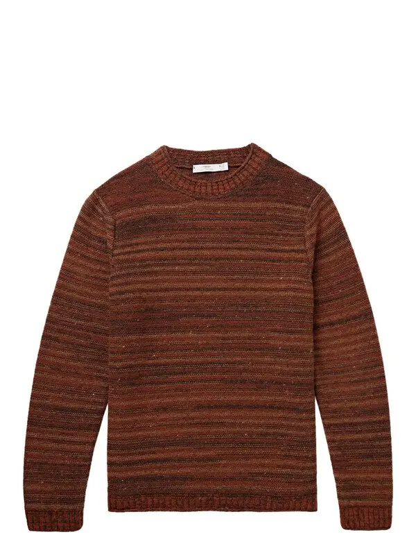 Inis Meáin Striped Merino Wool And Cashmere-blend Sweater - Brown