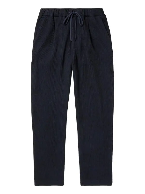 Barena Venezia Straight-leg Ribbed-knit Drawstring Trousers - Blue