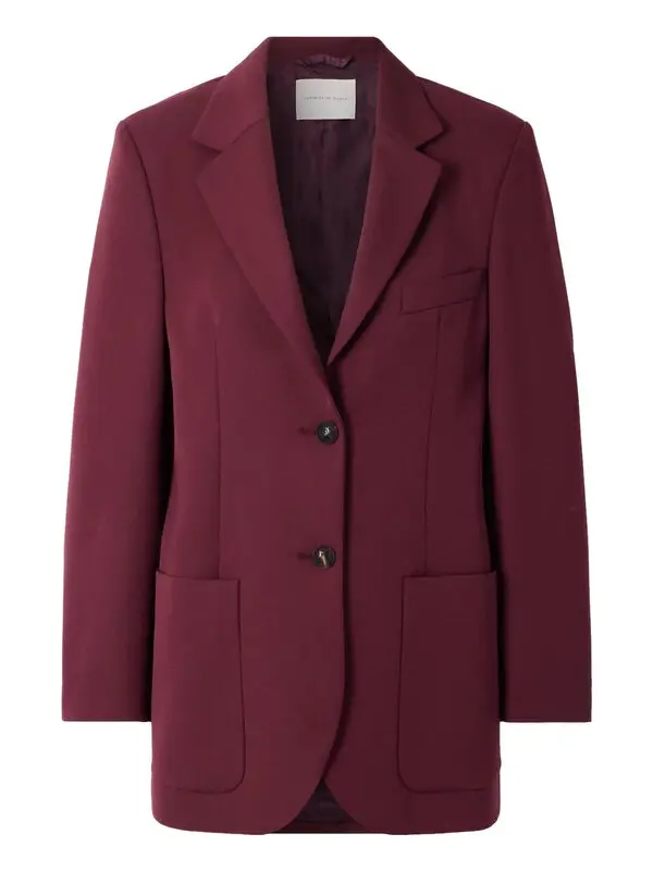 Veronica De Piante Sebastian Oversized Grain De Poudre Wool Blazer - Burgundy