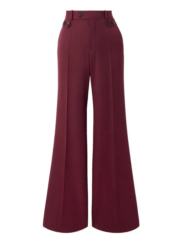 Veronica De Piante Rhea Grain De Poudre Wool Wide-leg Pants - Burgundy