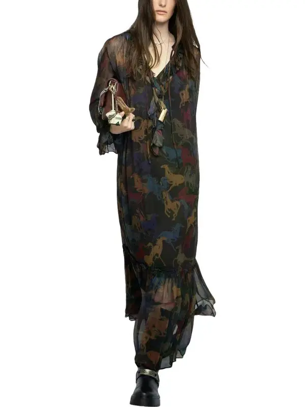 Zadig&Voltaire Ralicel Horse-print Maxi Dress - Brown