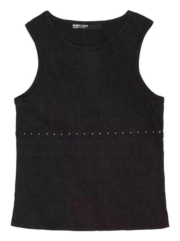 Bimba Y Lola Ribbed Studded Tank Top - Black