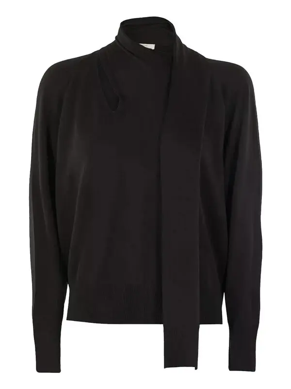 ZANONE Tie-neck Long Sleeve Sweater - Black