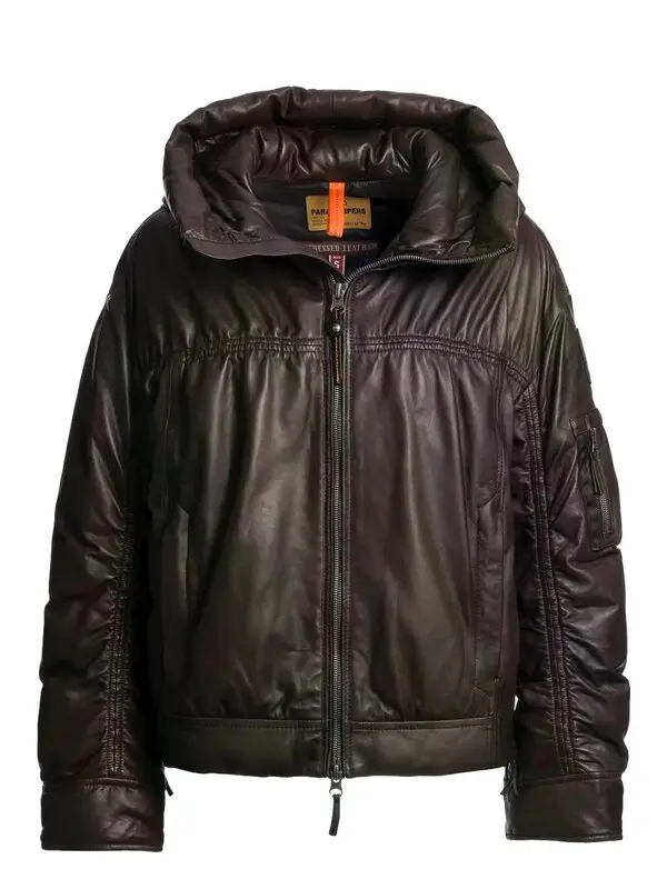 PARAJUMPERS Gracia Leather Jacket - Brown