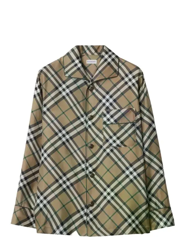 Burberry Check-pattern Silk Shirt - Brown