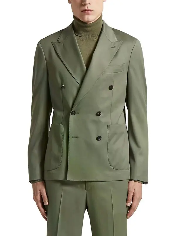 Peserico Double-breasted Patch-pocket Jacket - Green