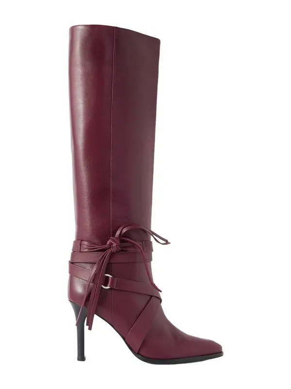 Isabel Marant Analui Leather Knee Boots - Burgundy