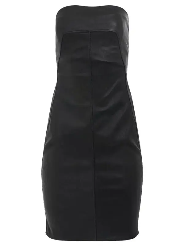 Rick Owens Strapless Leather Mini Dress - Black