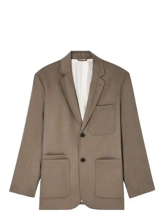 Emporio Armani Virgin-wool Twill Single-breasted Blazer - Natural