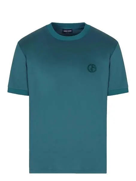 Giorgio Armani Cotton-interlock T-shirt With Ga Logo Embroidery - Green