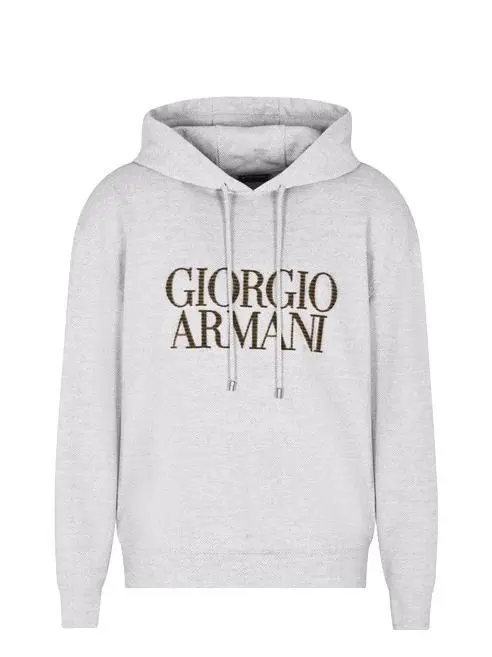 Giorgio Armani Wool, Silk, And Cashmere Jersey Hooded Sweatshirt - Natural