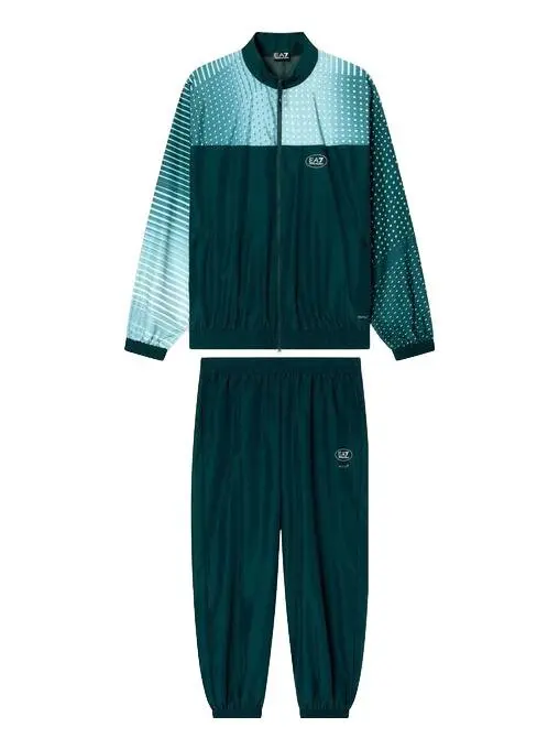 Emporio Armani Tennis Pro Tracksuit In Ventus7 Technical Fabric With Print - Green