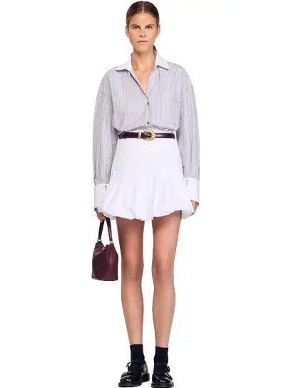 Sandro Mini Aged Leather Skirt - Brown