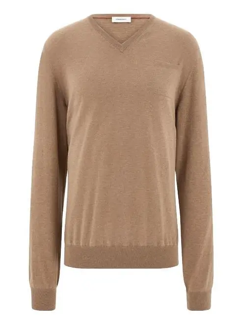 FERRAGAMO V-neck Virgin Wool Sweater - Red