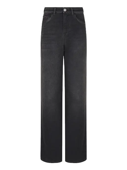 Emporio Armani Relaxed-fit Wide Leg Jeans - Black