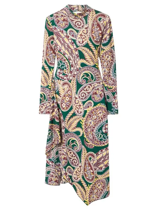 Etro Asymmetric Open-back Paisley-print Stretch-jersey Dress - Multi