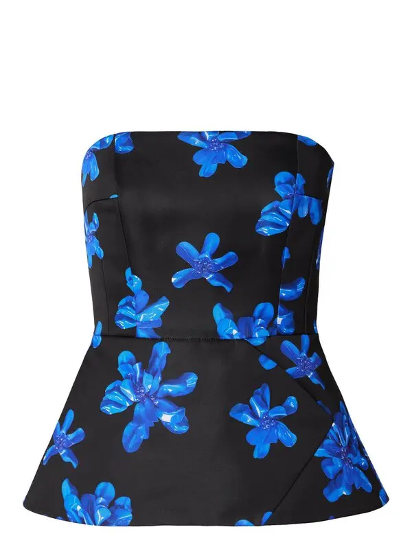 EMILIA WICKSTEAD Regan Floral-print Faille Bustier Top - Blue