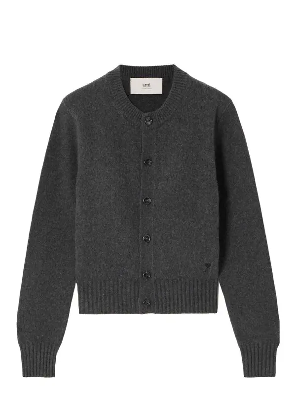 ami - AMI PARIS Embroidered Cashmere And Wool-Blend Cardigan