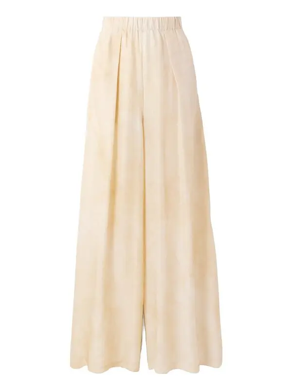 CORTANA Dream Pleated Silk Wide-leg Pants - Ivory